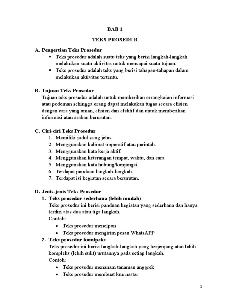 Bab 1 Teks Prosedural | PDF