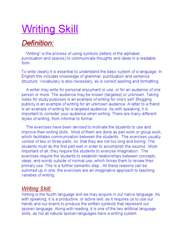 Writing Skill: Definition | PDF | Word | Grammar