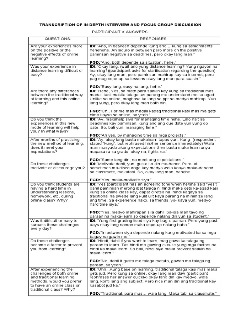 Transcription of IDI and FGD | PDF
