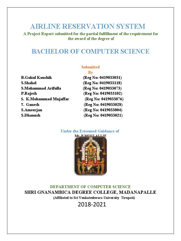 Airline Reservation System: Bachelor of Computer Science | PDF | System ...