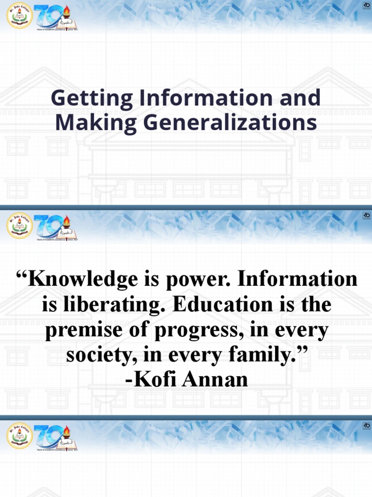 LESSON 1 Getting Informationa ND Making Generalizations | PDF ...