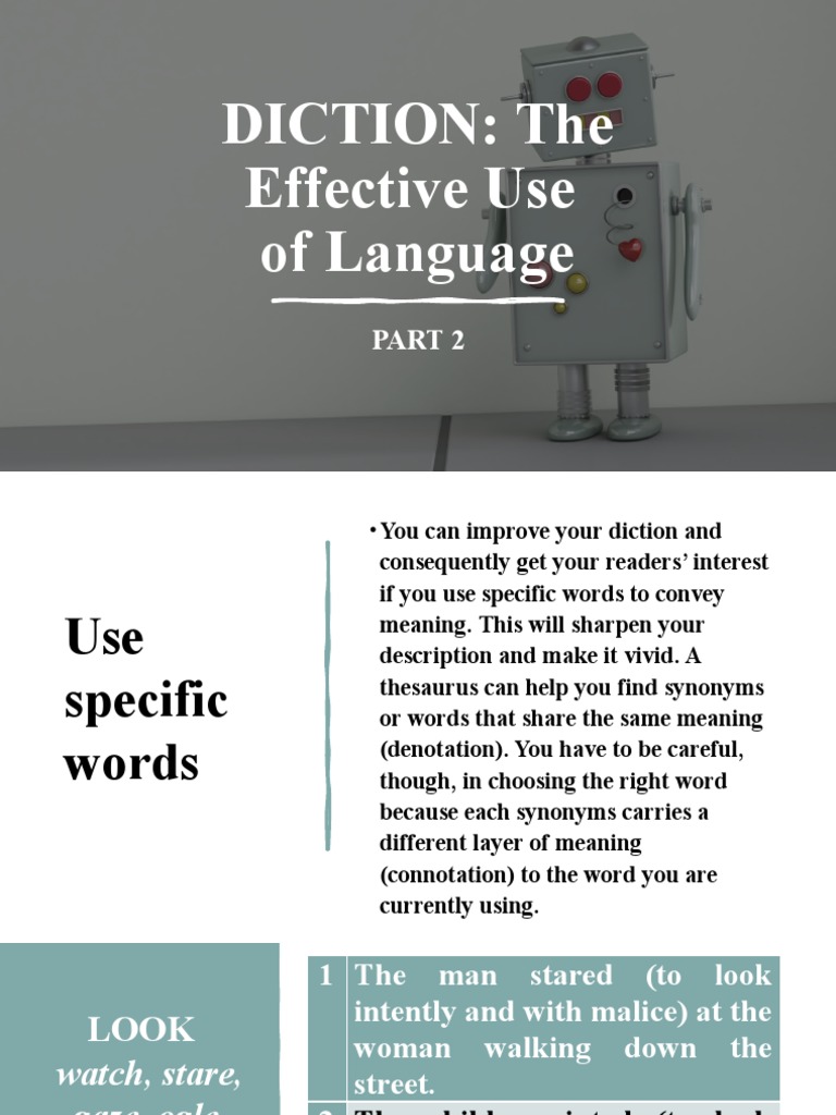 Diction: The Effective Use of Language | PDF | Adverb | Verb