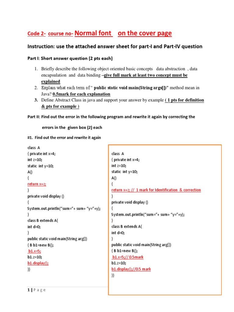 Normal Font On The Cover Page: Instruction: Use The Attached Answer ...