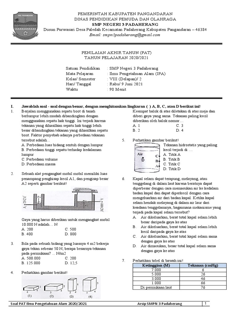 Ilmuguru - Org - Soal PAT IPA Kelas 8 Tahun 2020 | PDF