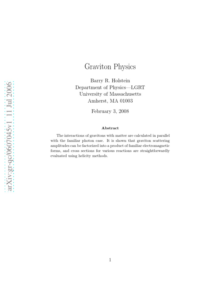 Graviton Physics | PDF | Photon | Quantum Mechanics