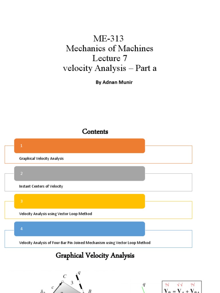 ME-313 Mechanics of Machines Velocity Analysis - Part A: by Adnan Munir | Download Free PDF ...