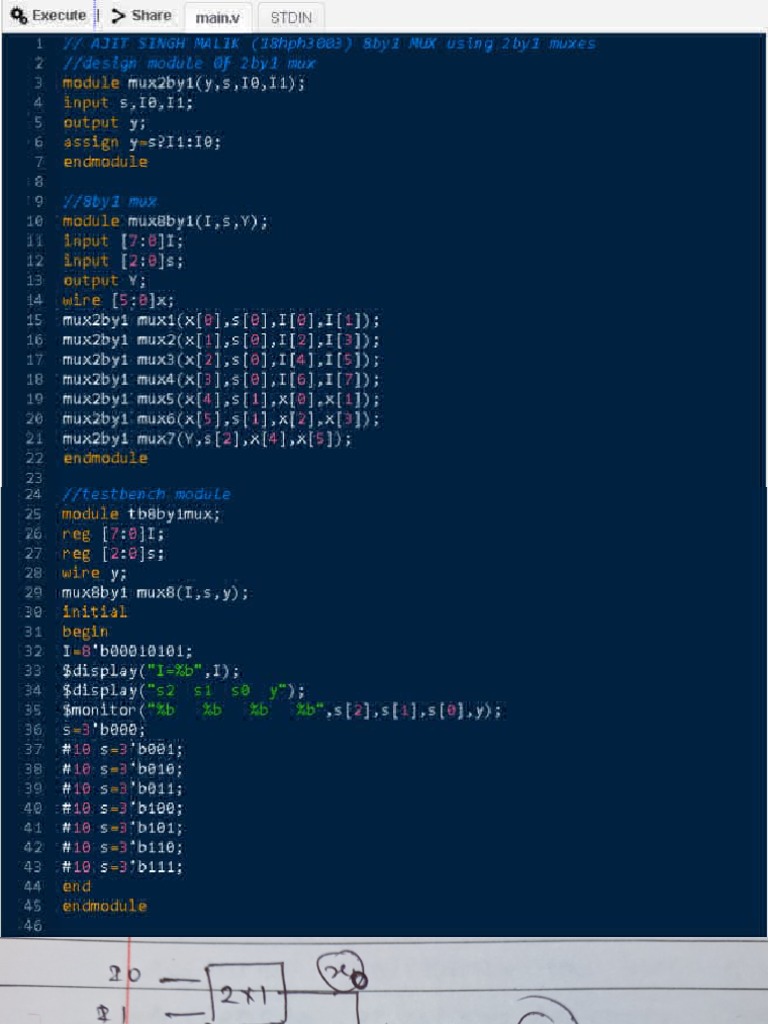 MUX8by1 Verilog code for 8-input multiplexer | PDF | Multiplexing ...