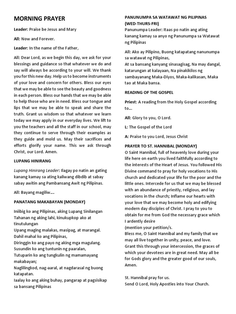 Updated Flow of The Morning Assembly | PDF | Mary, Mother Of Jesus | Saint