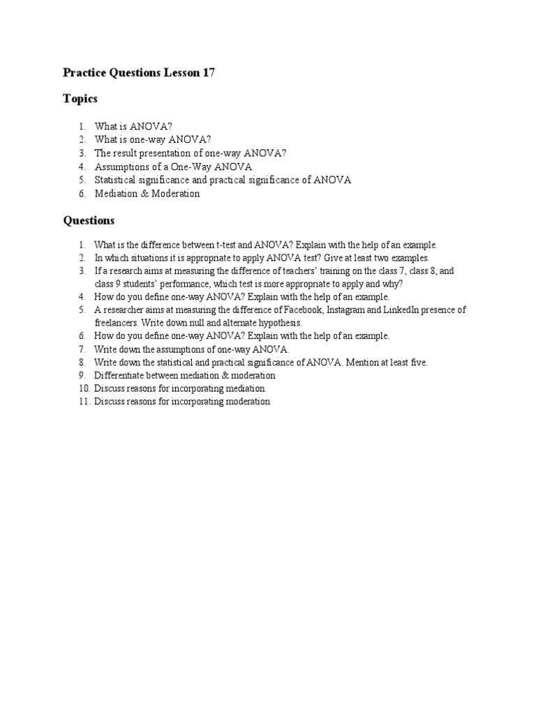 Lesson 17 Practice Questions | PDF | Career & Growth