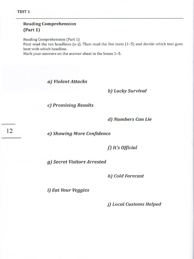 TELC Language Tests B2 English-TEST1 | PDF