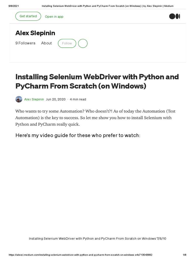Installing Selenium WebDriver With Python and PyCharm From Scratch (On ...