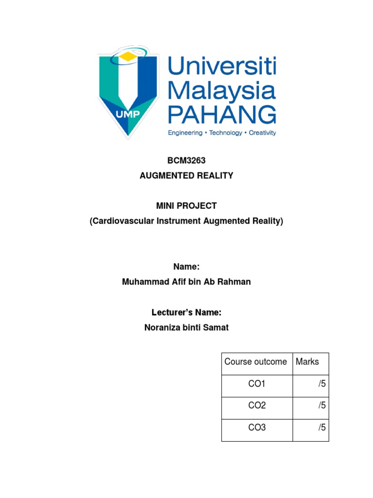 Mini Project Report AR | PDF | Augmented Reality | Computing