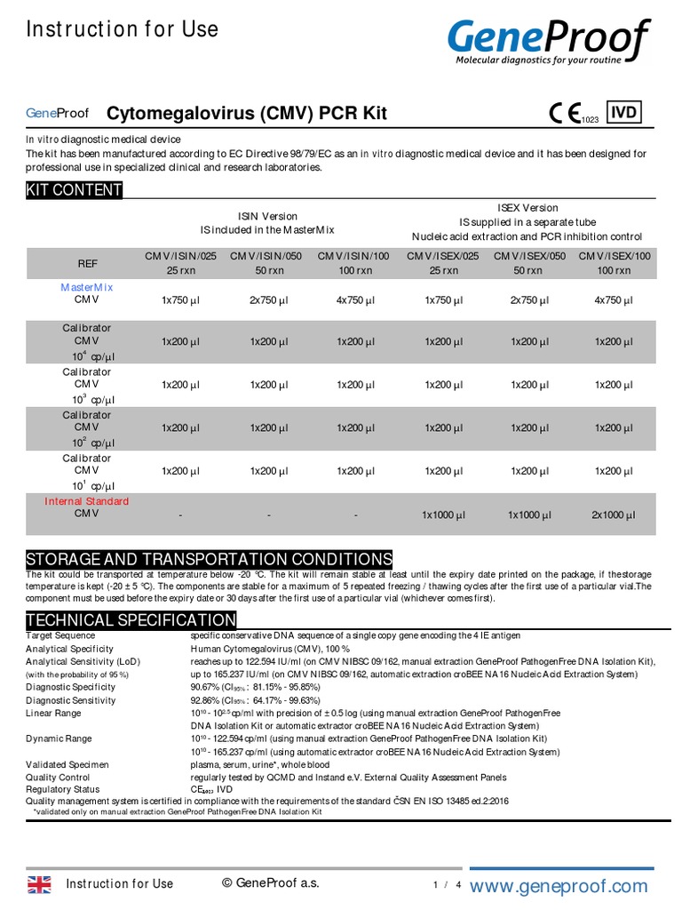 CMV Cytomegalovirus 04-19-05-En | PDF | Polymerase Chain Reaction ...