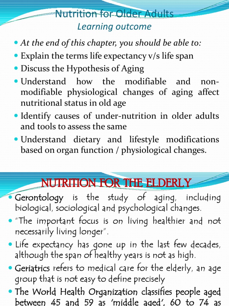 Nutrition For Older Adults - M.SC - DAN - 2016 | Download Free PDF ...