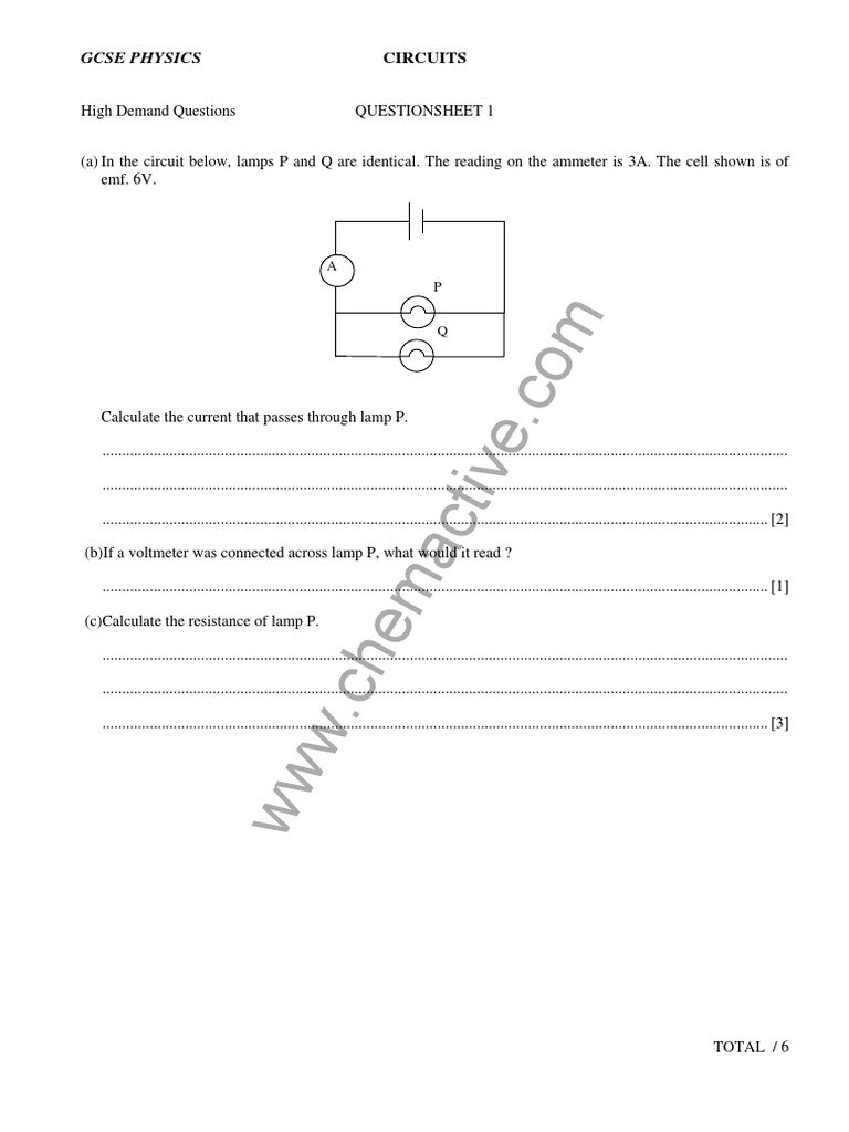 Circuit Questions | PDF | Electrical Resistance And Conductance ...
