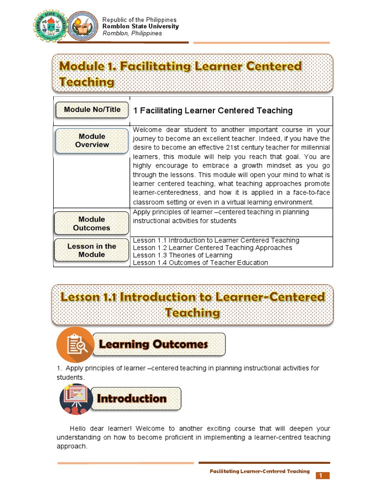 1 Facilitating Learner Centered Teaching: Romblon, Philippines | PDF ...