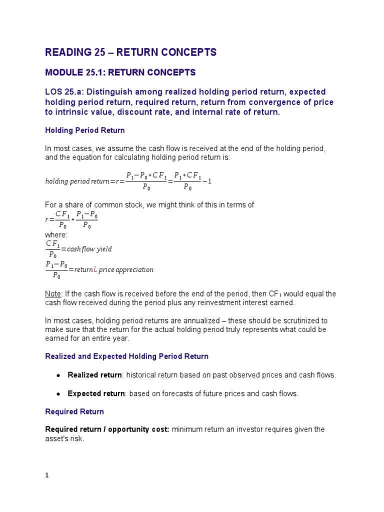 Reading 25 - Return Concepts | PDF | Risk Premium | Beta (Finance)