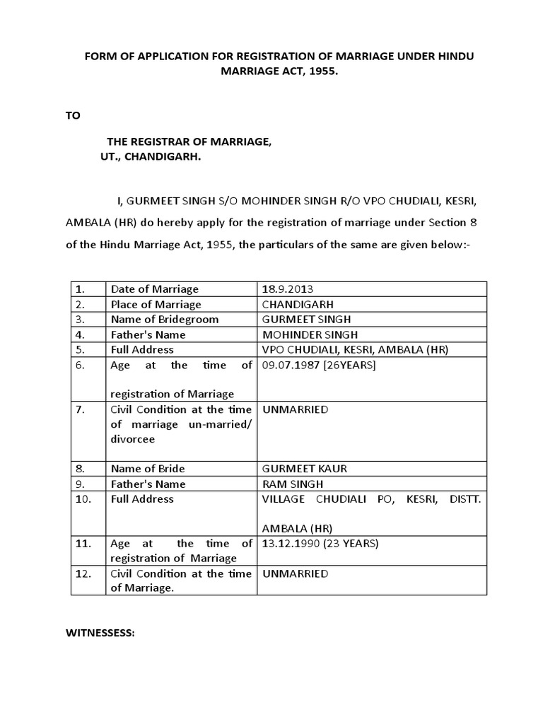 Hma Registration Affidavit & Application | PDF | Marriage | Social Institutions