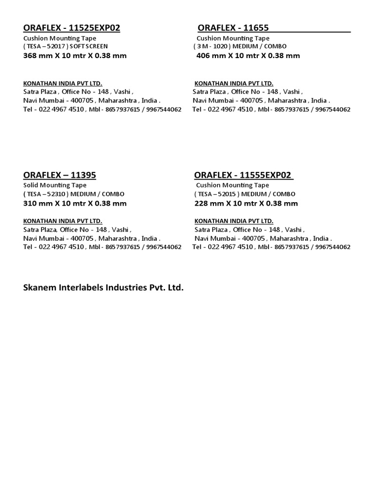 Oraflex Skanem Label | PDF