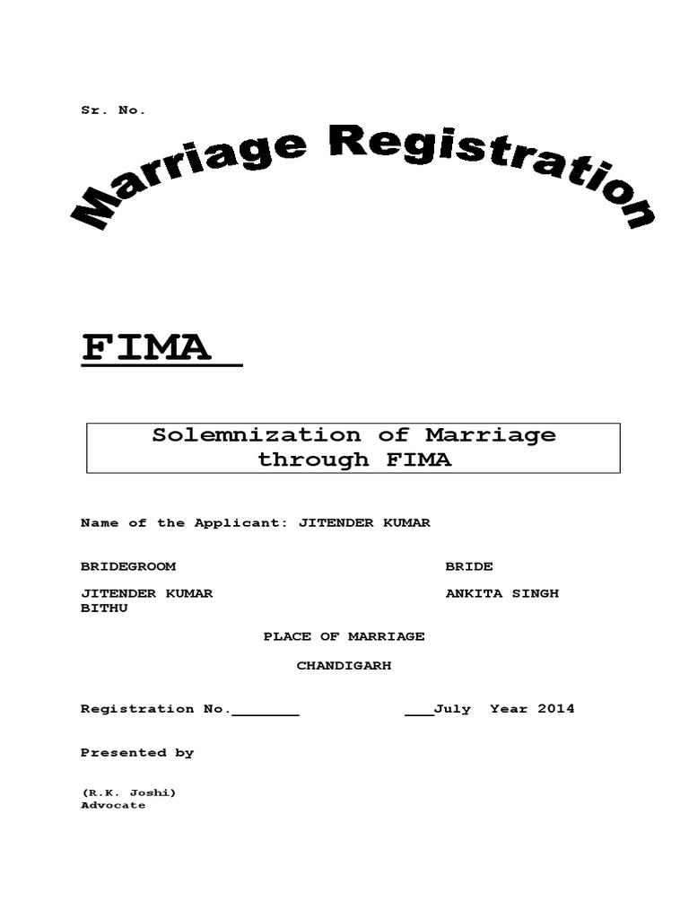 Marriage Registration Application Chandigarh | PDF | Affidavit | Marriage