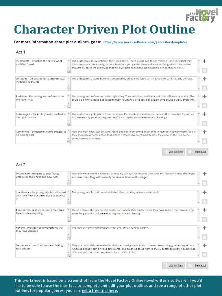 Character Driven Plot Outline | PDF