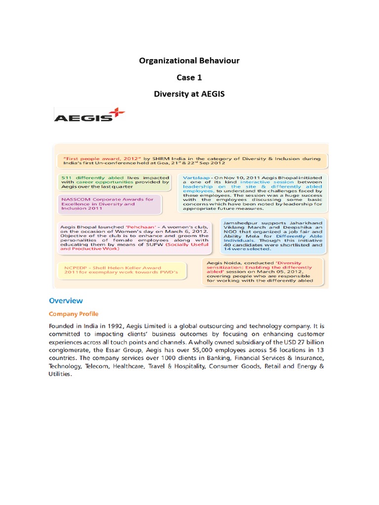 Case Study - 1 Diversity at AEGIS | PDF