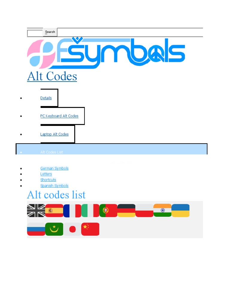 Alt Codes List | PDF | Computing | Writing