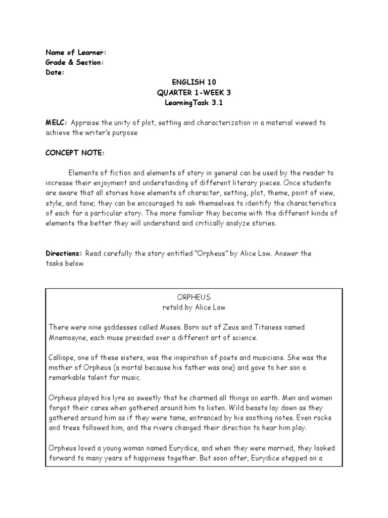 Q1 Melc3 | PDF | Hades | Orpheus