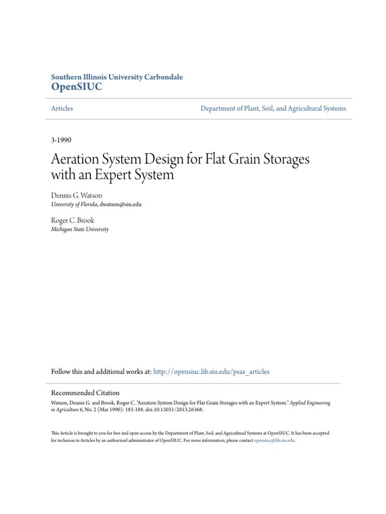 Aeration System Design For Flat Grain Storages With An Expert System ...