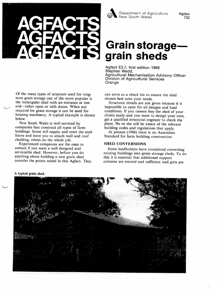 Grain Storage Grain Sheds AgFacts | PDF