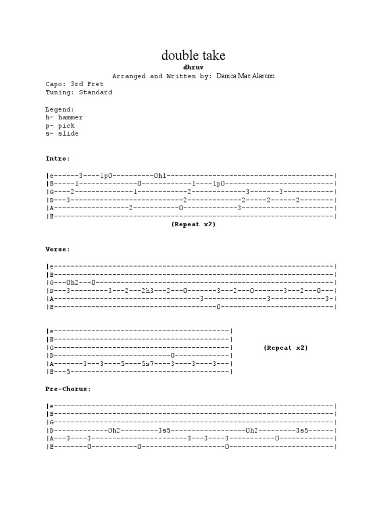 Double Take | PDF | Song Structure | Musical Instruments