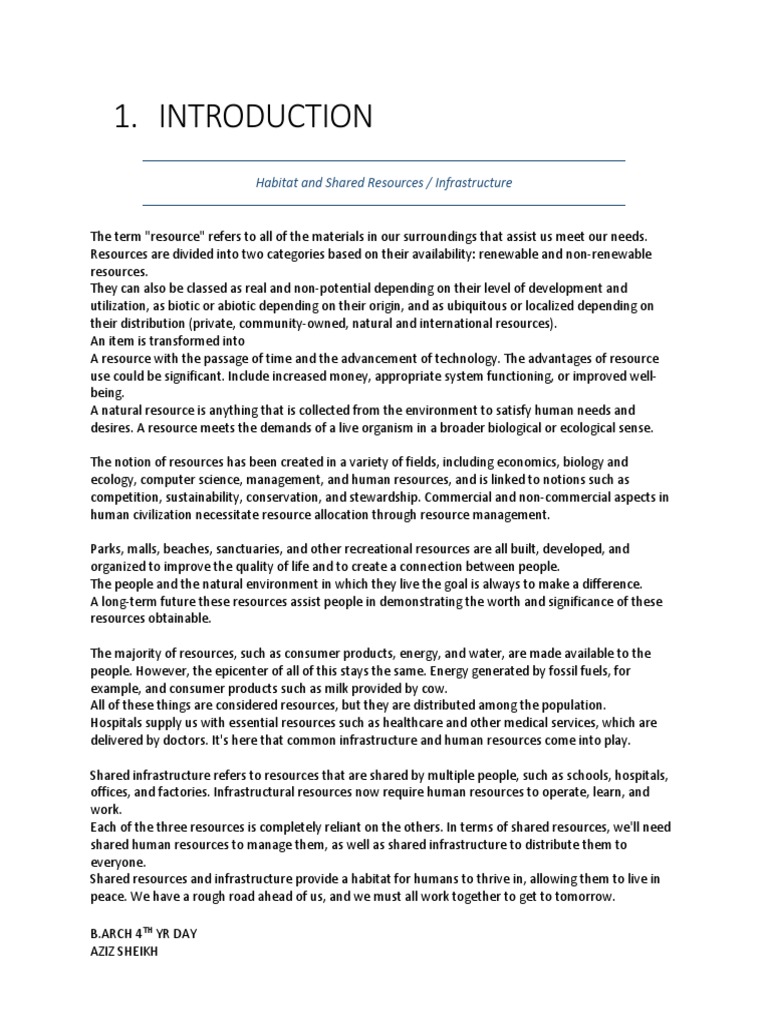 Habitat and Shared Resources / Infrastructure | Download Free PDF ...