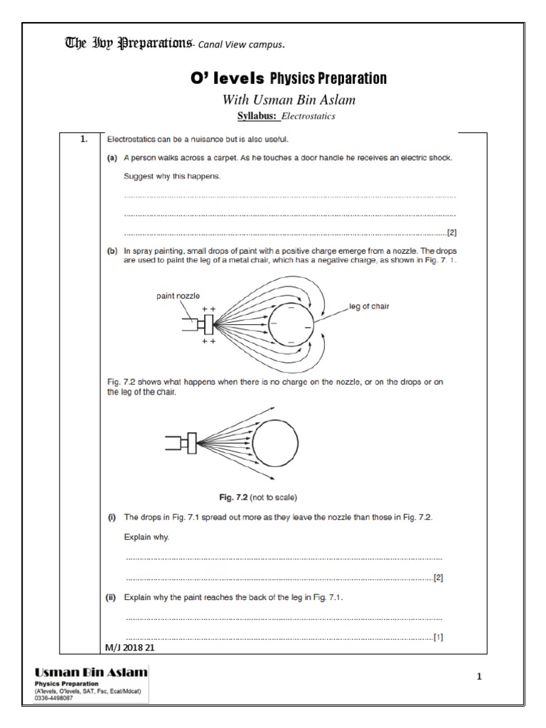 Electrostatics WORKSHEET 3 | PDF