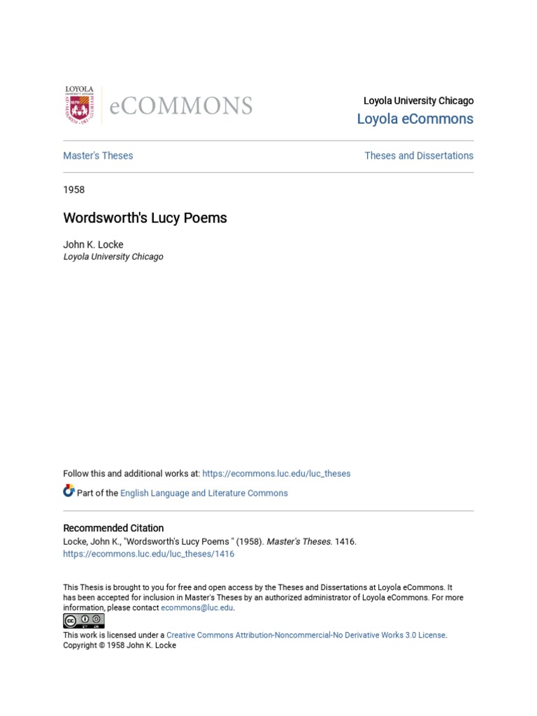 Wordsworths Lucy Poems | PDF | William Wordsworth