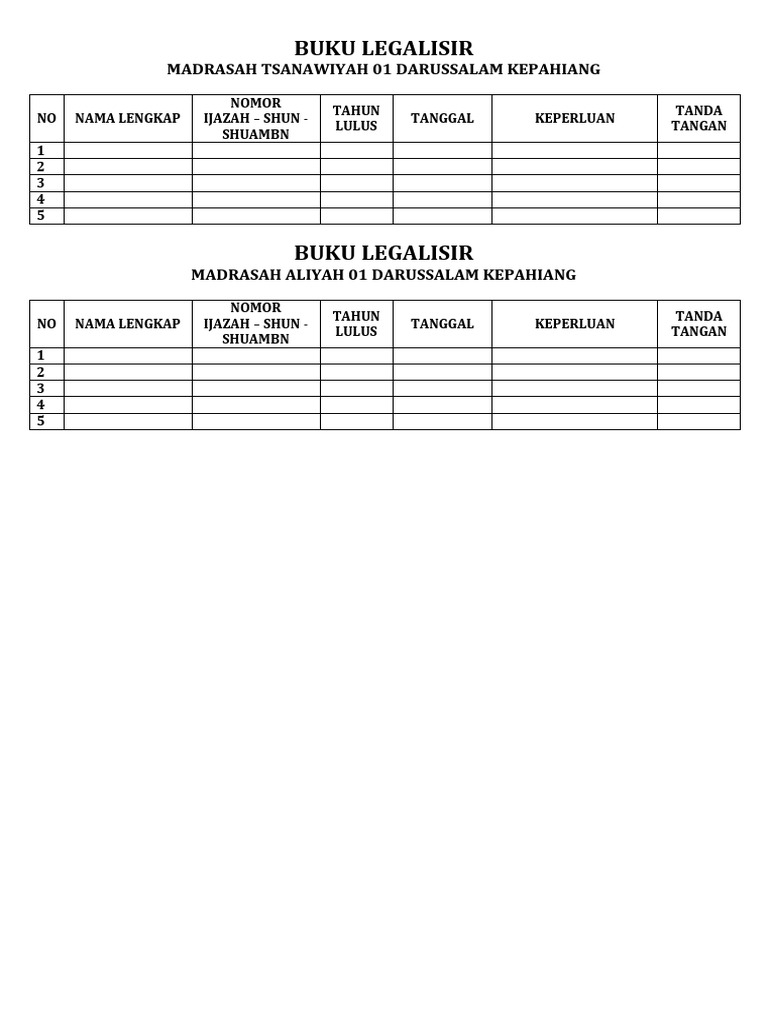 Buku Legalisir Ijazah Madrasah | PDF