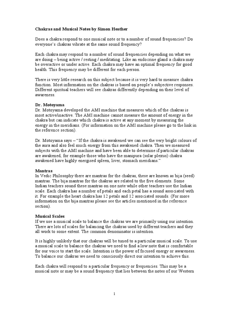 Chakras and Musical Notes | PDF | Chakra | Breathing