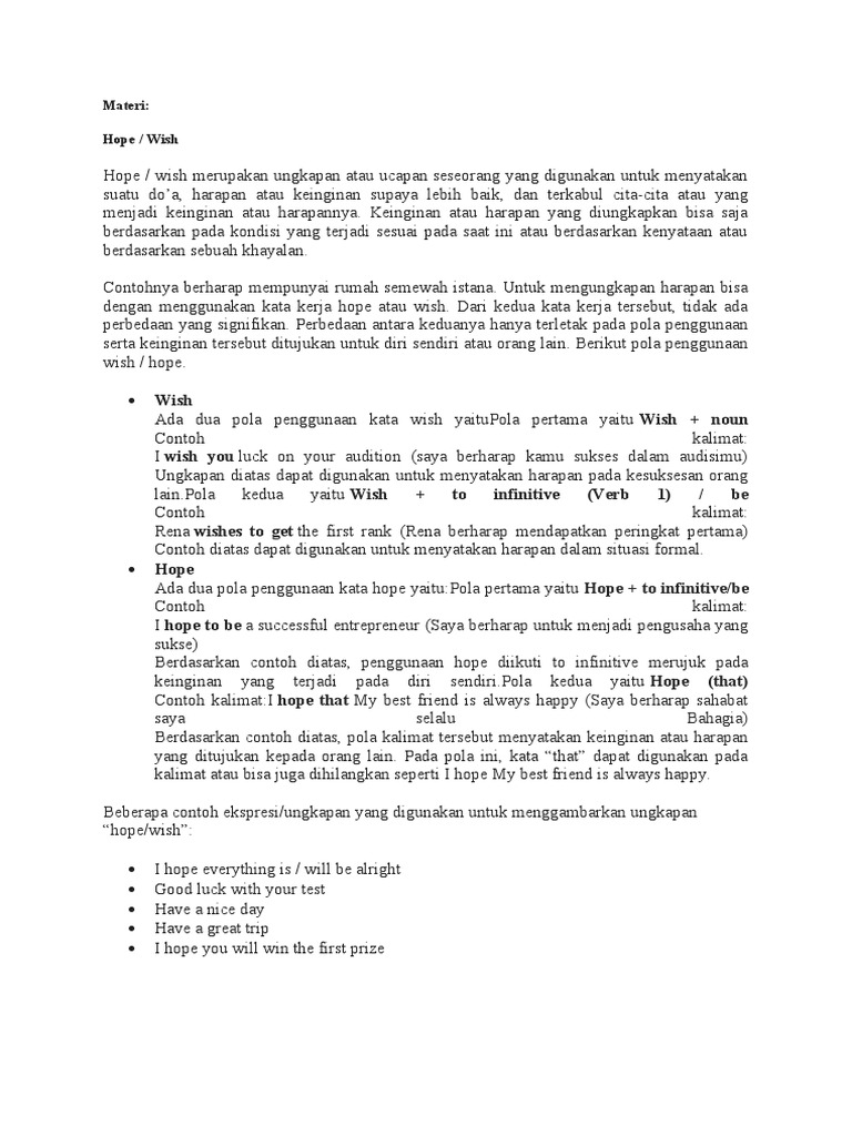 Materi Hope and Wish | PDF