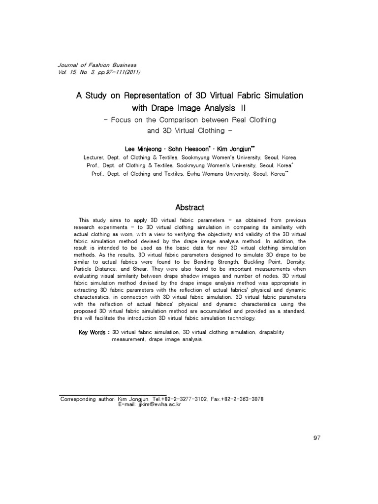 A Study On Representation of 3D Virtual Fabric Simulation With Drape Image Analysis | PDF | 3 D ...