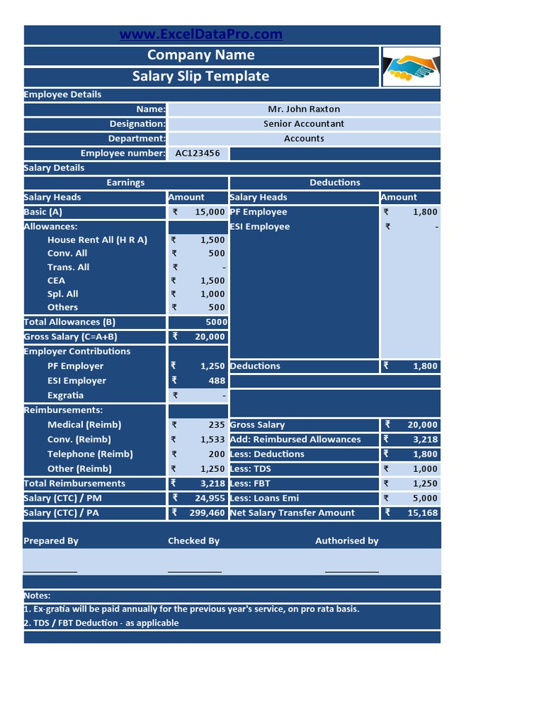 Salary Slip Template 1 | PDF