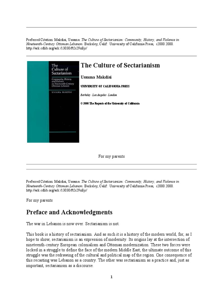The Culture of Sectarianism | PDF | Sectarianism | Ottoman Empire