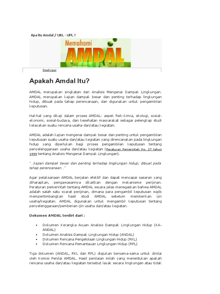 Apa Itu Amdal | PDF | Pengelolaan Keuangan & Uang