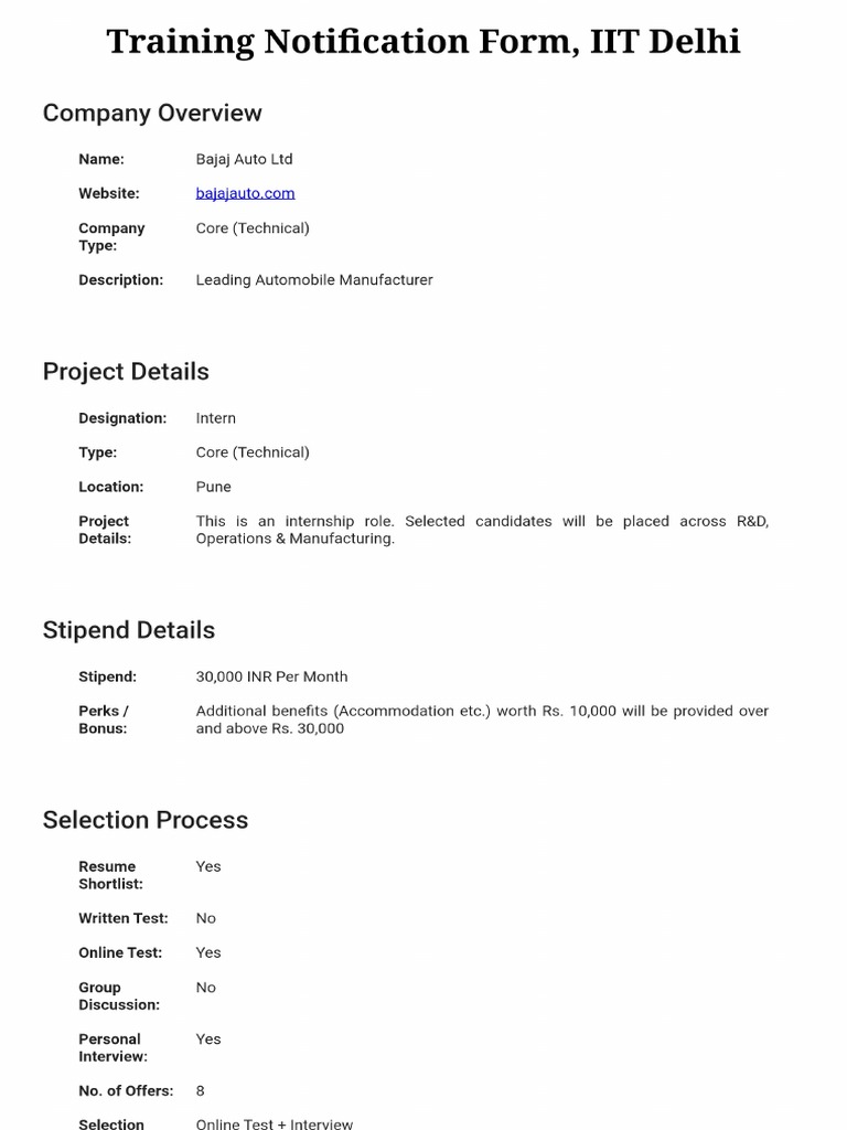 Bajaj Auto LTD (Intern) | PDF