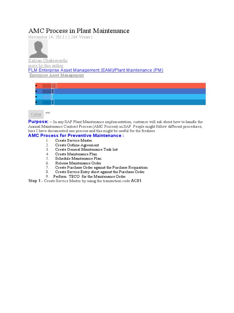 AMC Process in Plant Maintenance: Kalyan Chakravarthi | PDF | Economies ...
