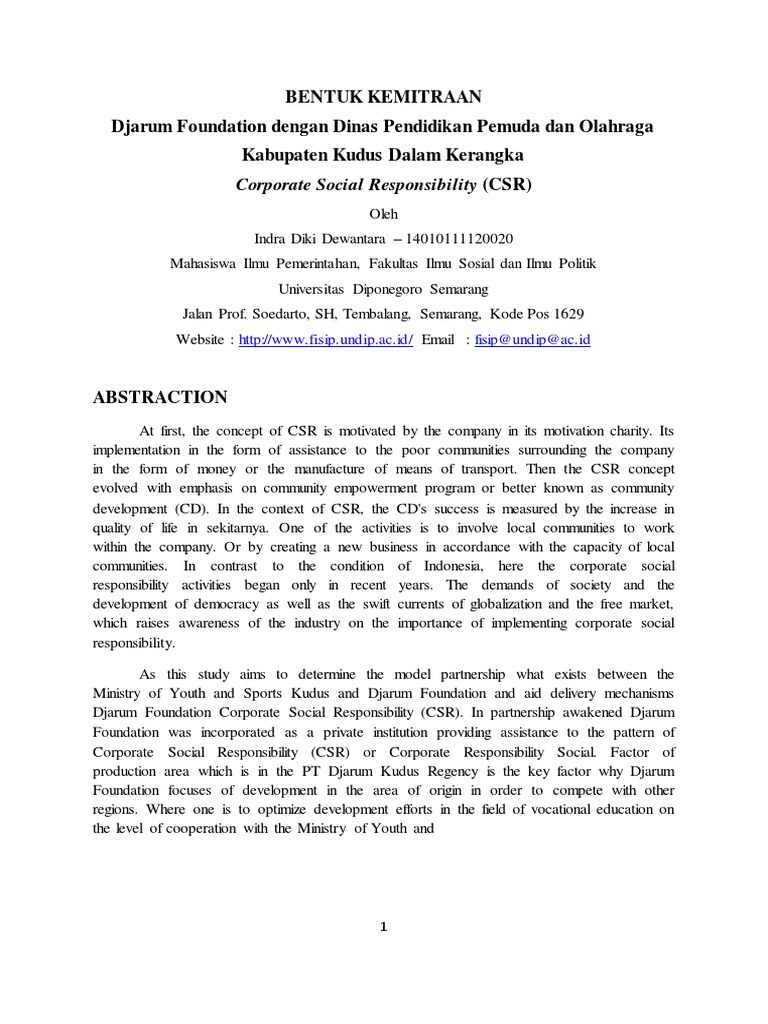 Kemitraan CSR Djarum Foundation dan Dinas Pendidikan | PDF | Corporate Social Responsibility ...
