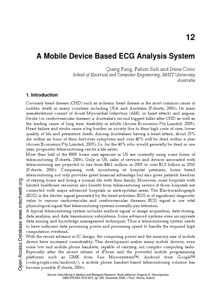 A Mobile Device Based ECG Analysis System | PDF | Multimedia Messaging ...