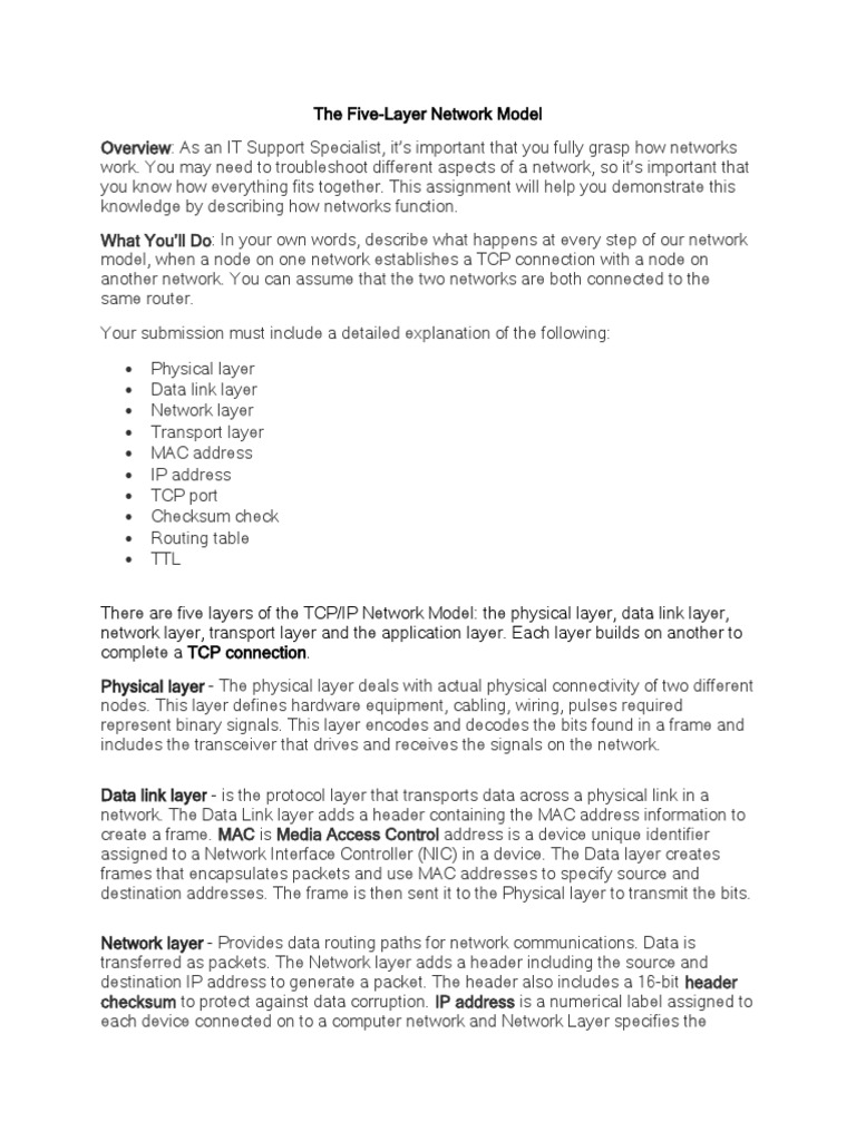 The Five Layer Network Model | PDF | Transmission Control Protocol ...