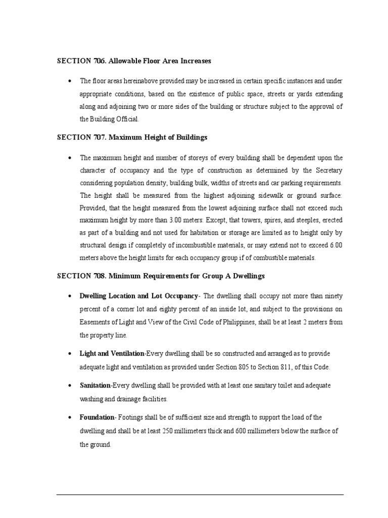 SECTION 706. Allowable Floor Area Increases | PDF | Building | Parking Lot