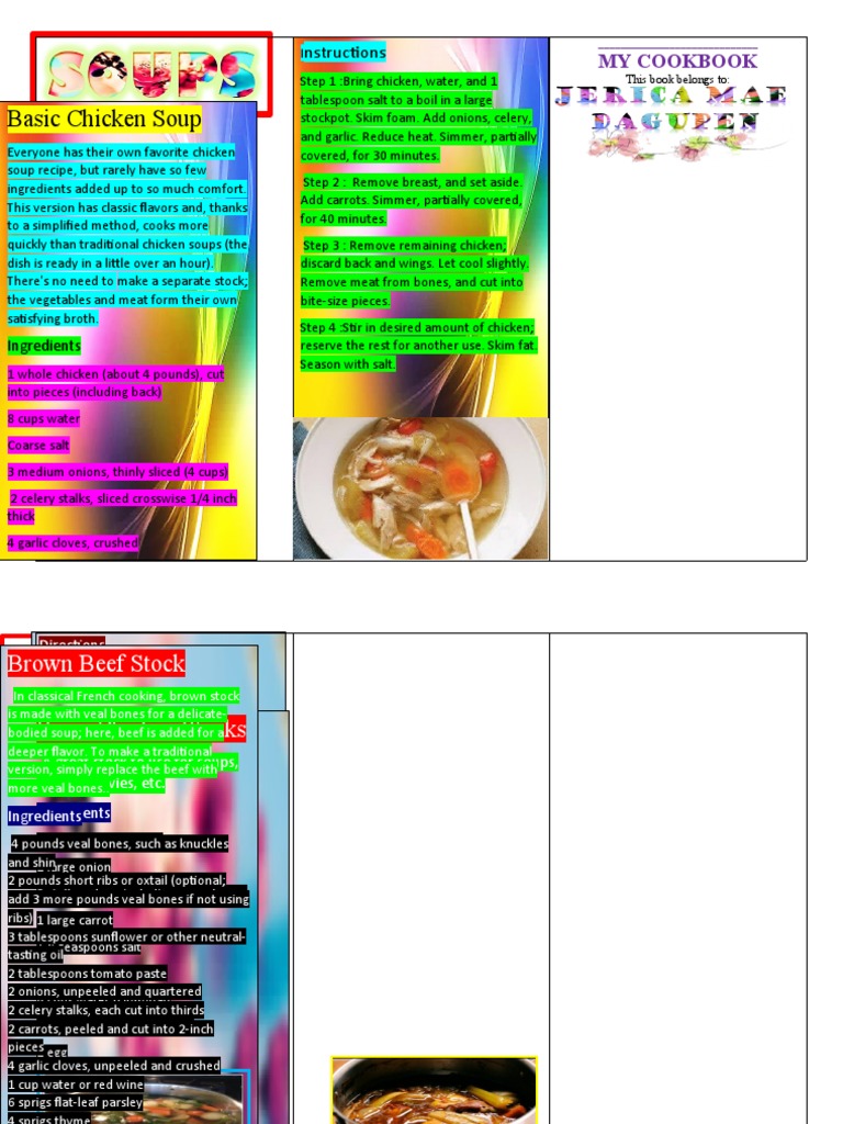 MY COOKBOOK Tle Brochure | PDF | Stock (Food) | Chicken Soup