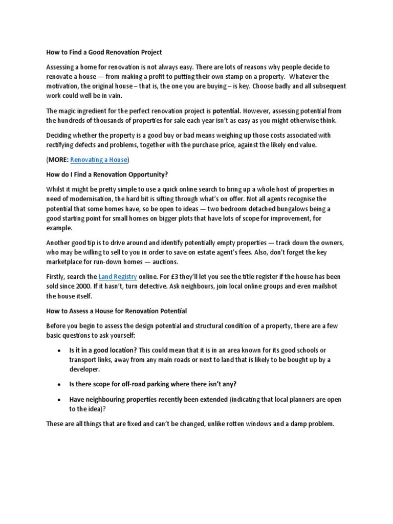 Renovation Guide for Home Buyers | PDF | Roof | Boiler