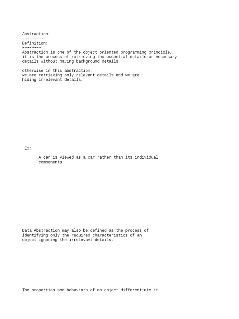 Abstraction Notes | PDF | Method (Computer Programming) | Class ...